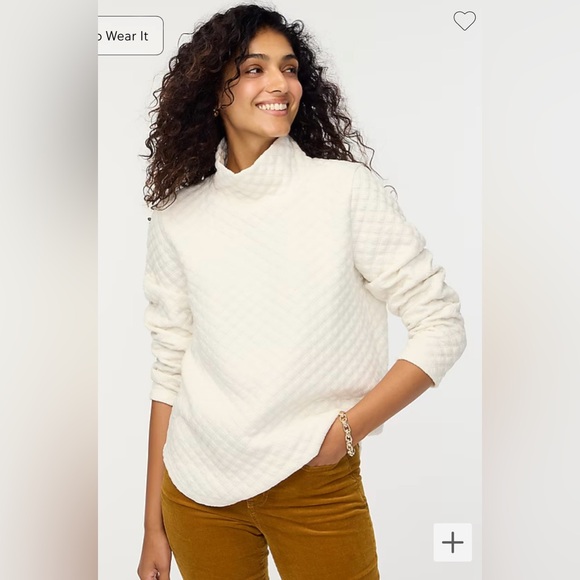 J. Crew | Sweaters | Jcrew Nwt Quilted Mockneck Pullover In Ivory ...